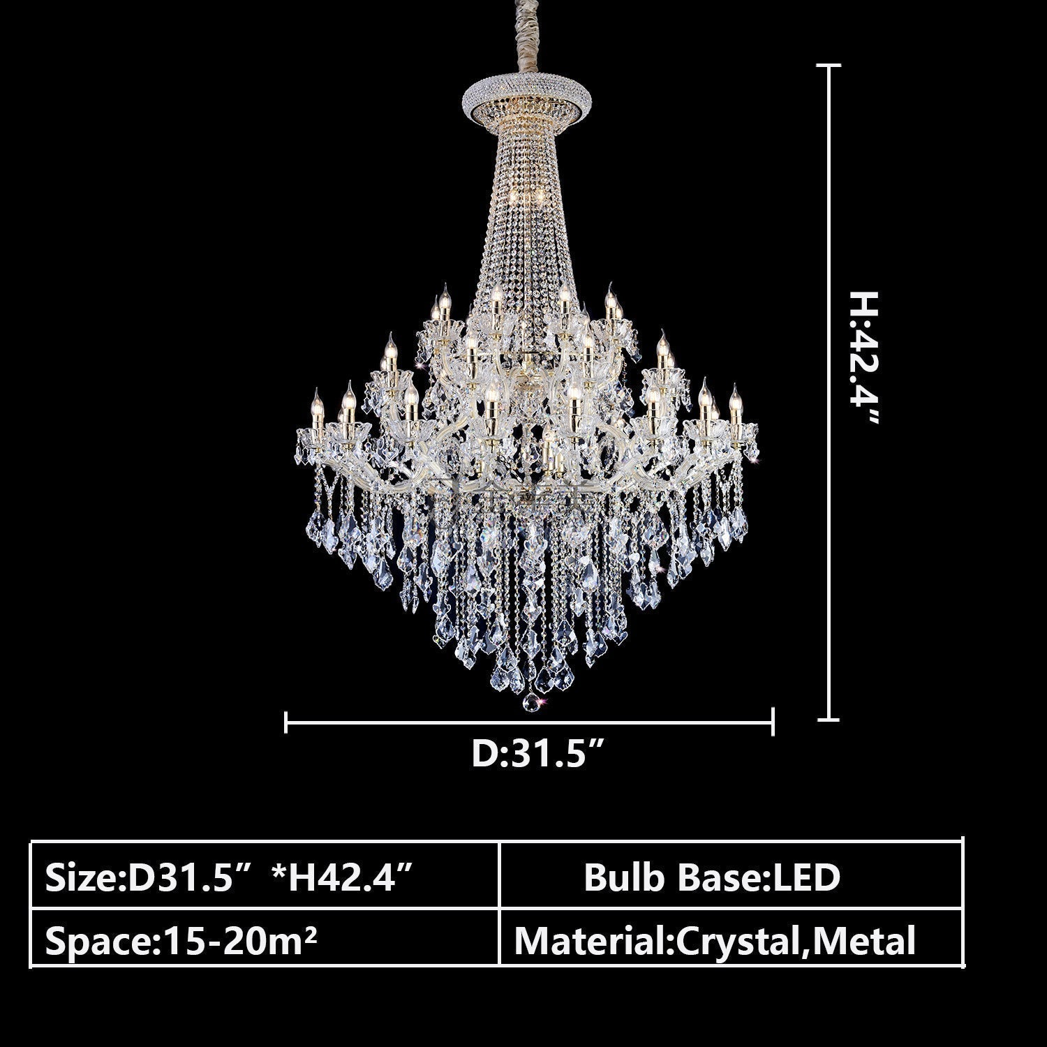 Extra Large French Candle Crystal Branch Chandelier for Foyer and Stai