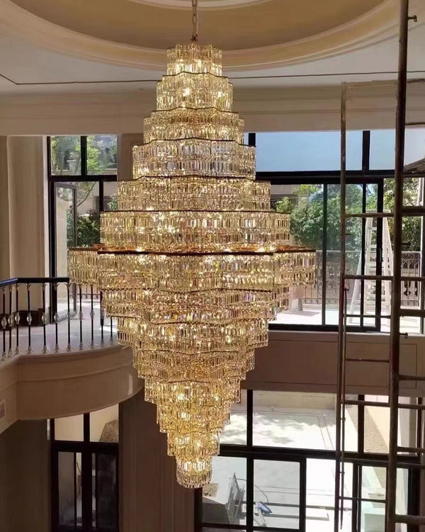 Extra Large Plaza Hall Multi-Tier Crystal Chandelier Foyer Living Room