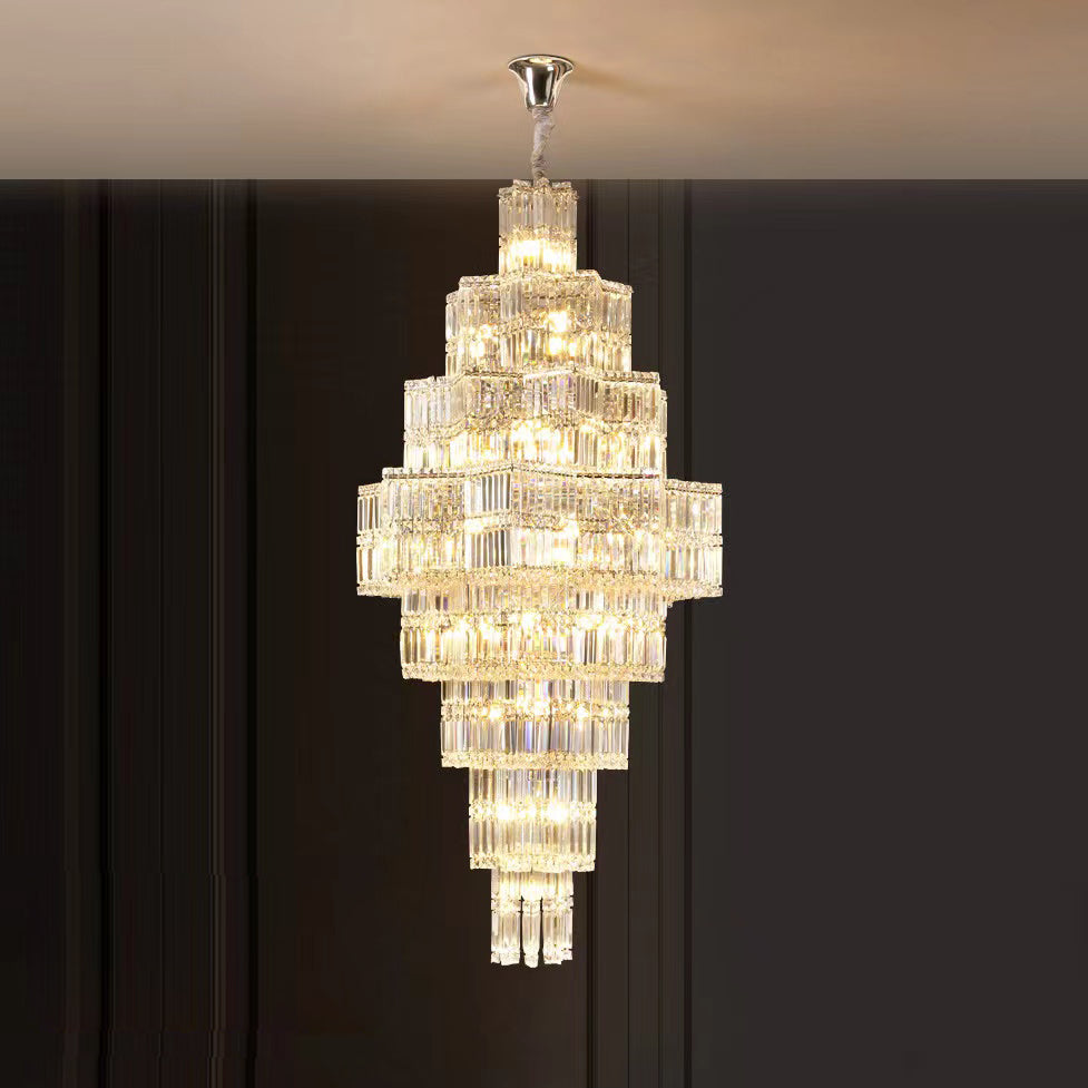 Extra Large Plaza Hall Multi-Tier Crystal Chandelier Foyer Living Room
